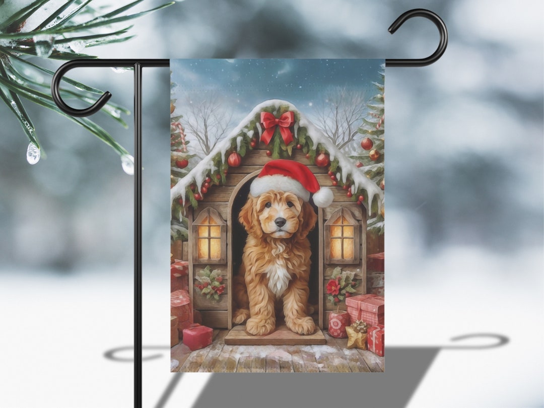 Cockapoo Christmas Garden Flag, Winter Holiday Cavapoo Yard Flag, Merry ...