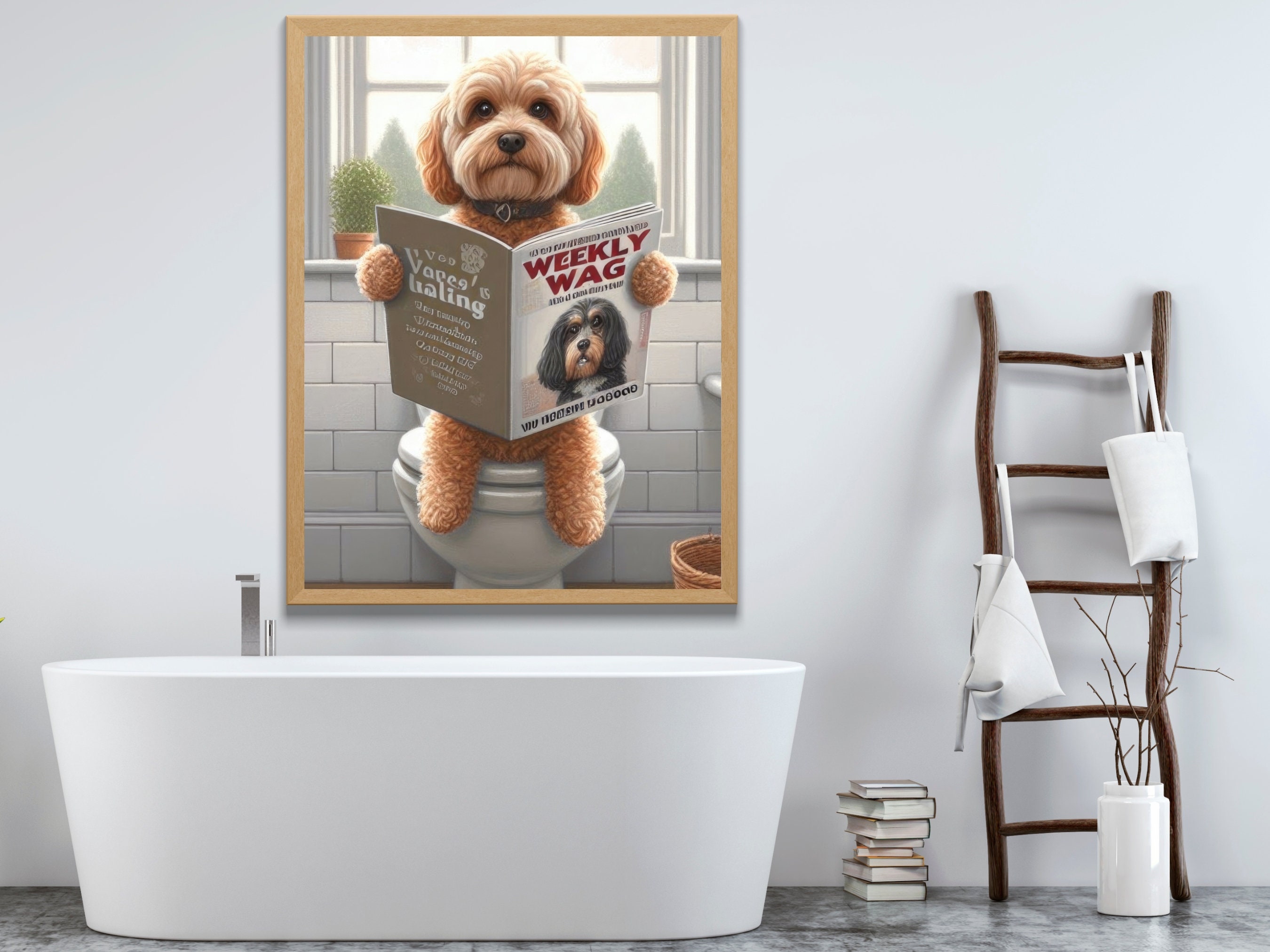 Funny Cockapoo Toilet Poster, Cavapoo Bathroom Wall Art, Cockapoo ...