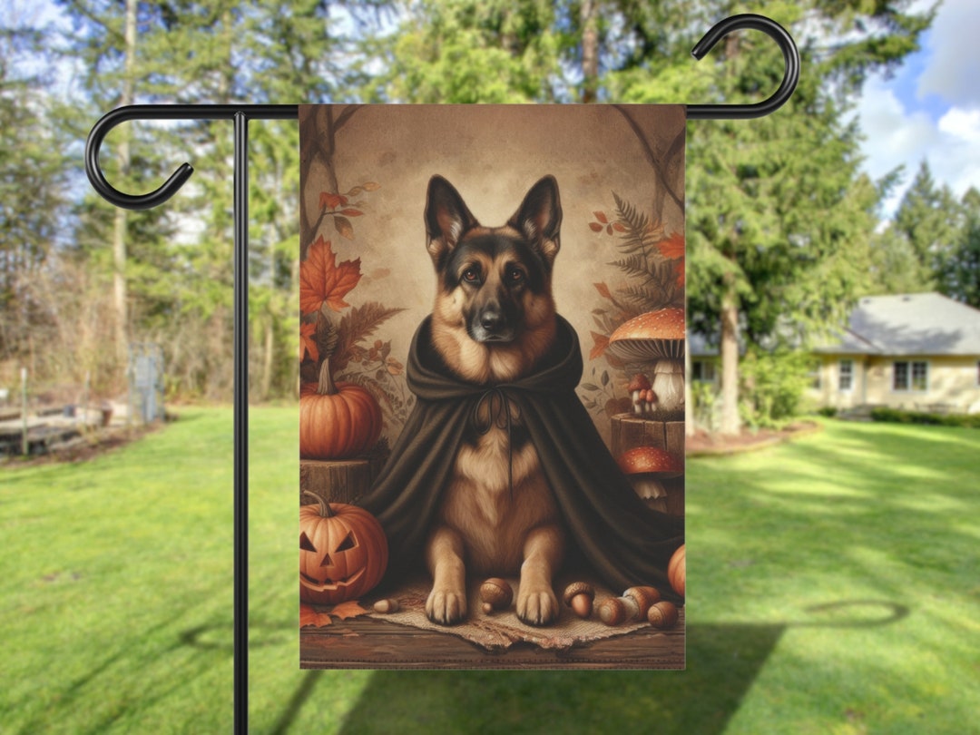 German Shepherd Fall Yard Flag, Custom Autumn Dog Halloween Garden Flag ...
