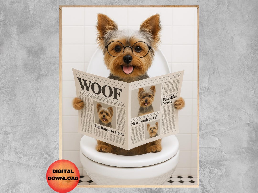 Yorkshire Terrier Toilet Wall Art, Funny Yorkie Bathroom Print, Yorkie ...