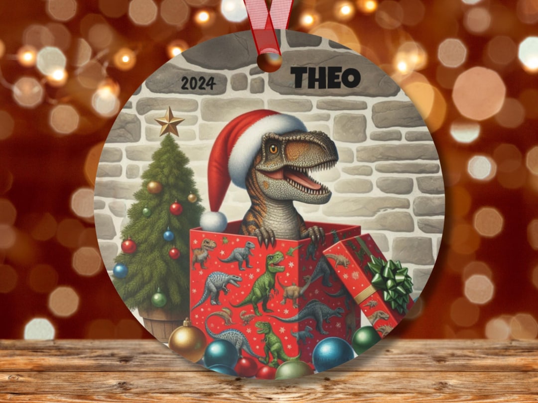 Personalized T-rex Ornament for Grandson, Custom Dinosaur Christmas ...