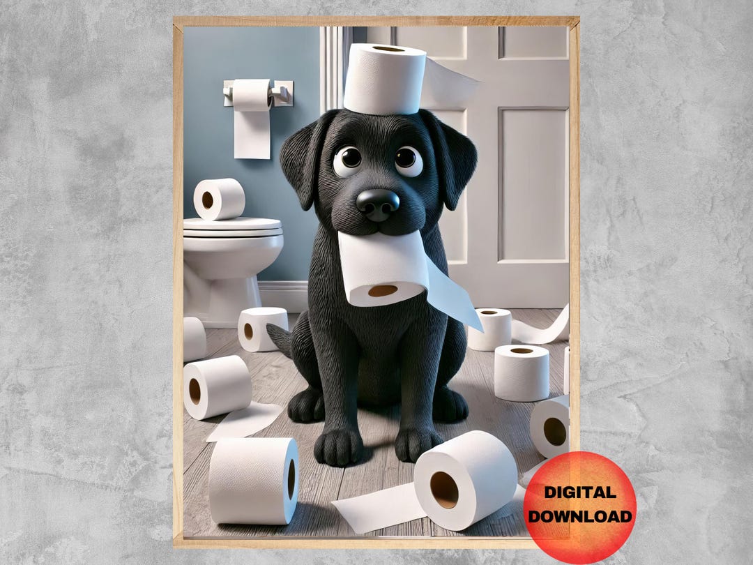 Funny Black Labrador Bathroom Print Dogs, Lab Toilet Paper Printable ...