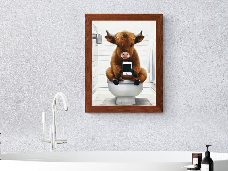 Highland Kuh auf Toilette mit Telefon lustige Badezimmer Wand - Etsy.de
