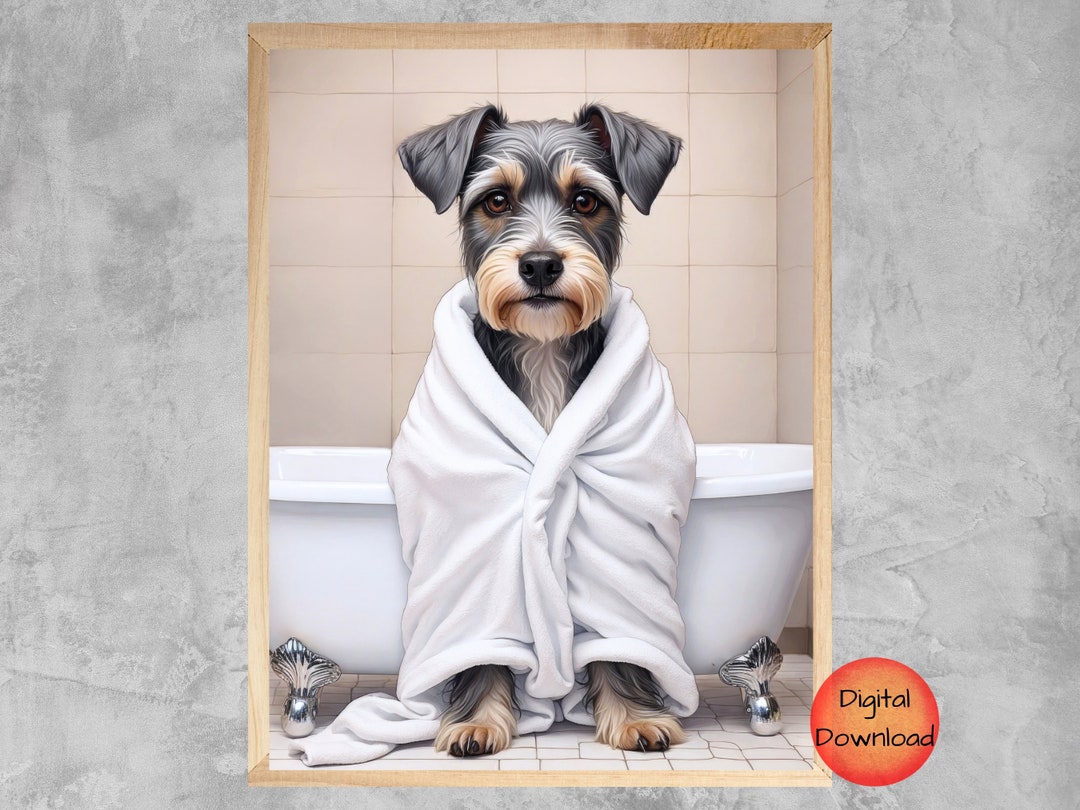 Miniature Schnauzer Funny Bathroom Wall Art, Mini Schnauzer Toilet Art ...