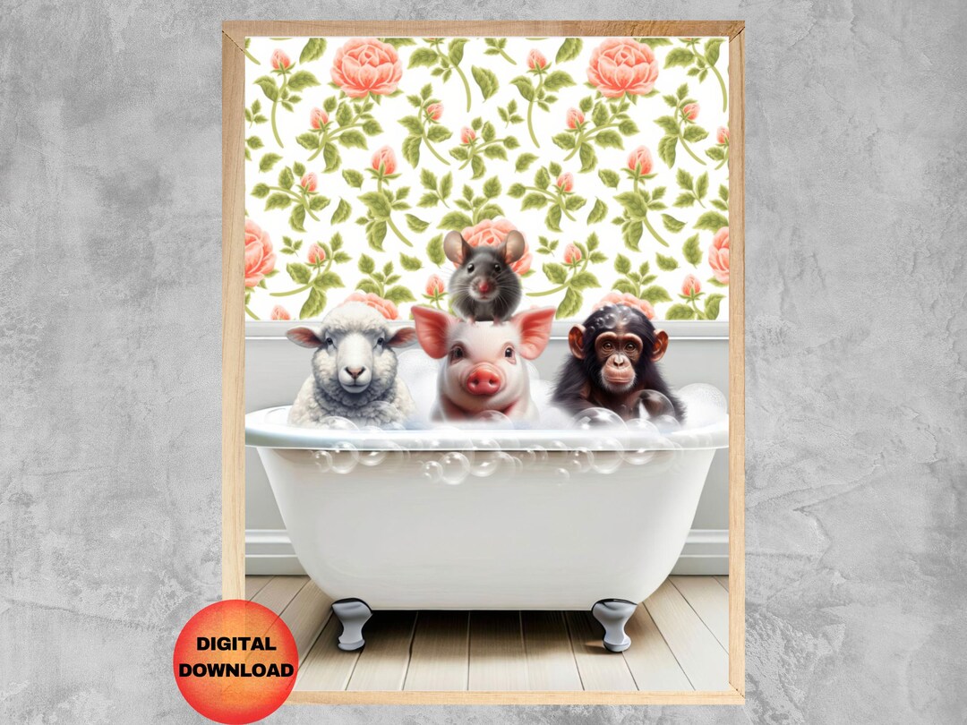 CUSTOM Animals in Tub Printable, Custom Chimp, Sheep, Pig, Mouse ...