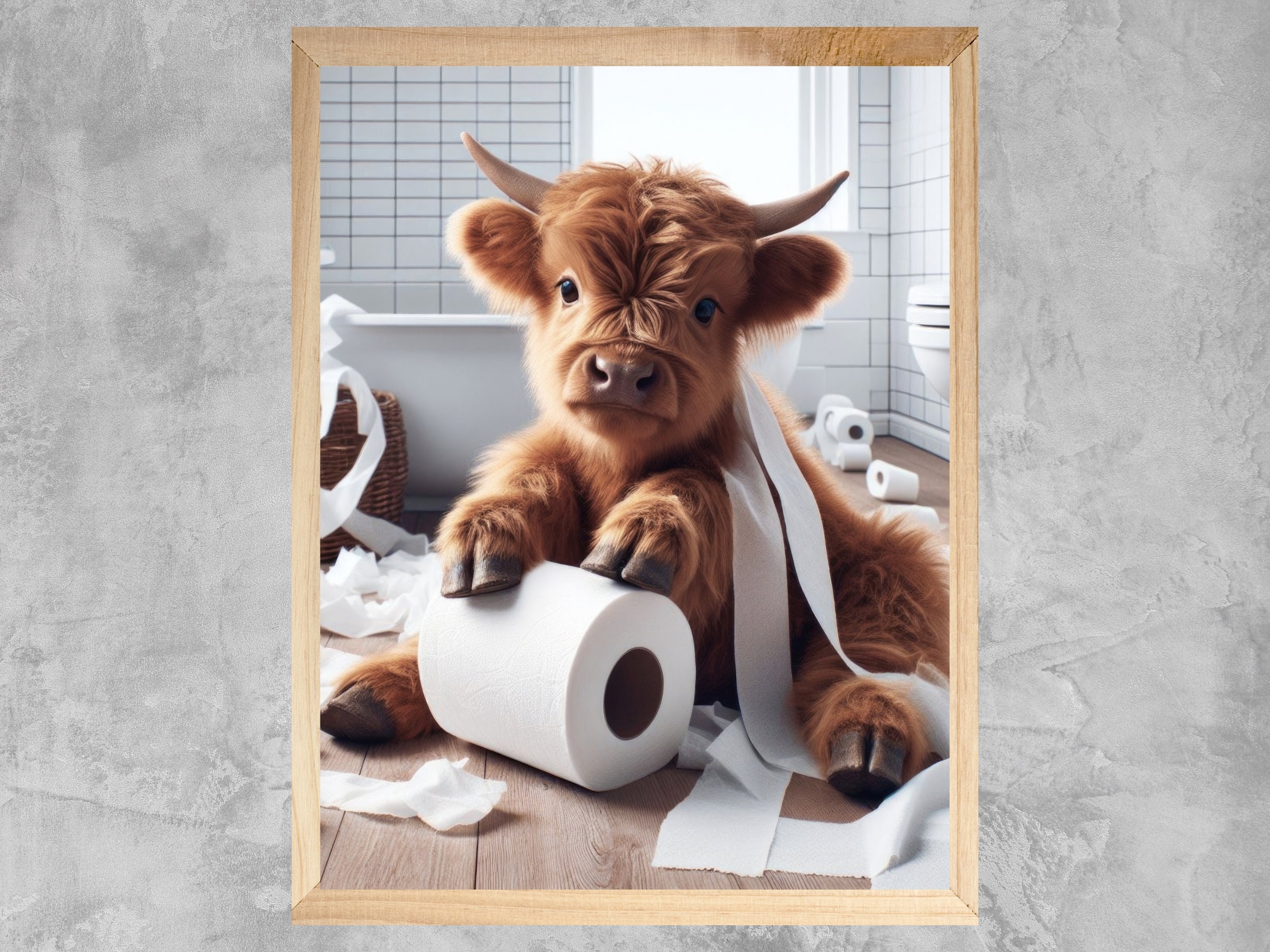 Scottish Highland Cow Funny Bathroom Print, Farm Animal Humor ...