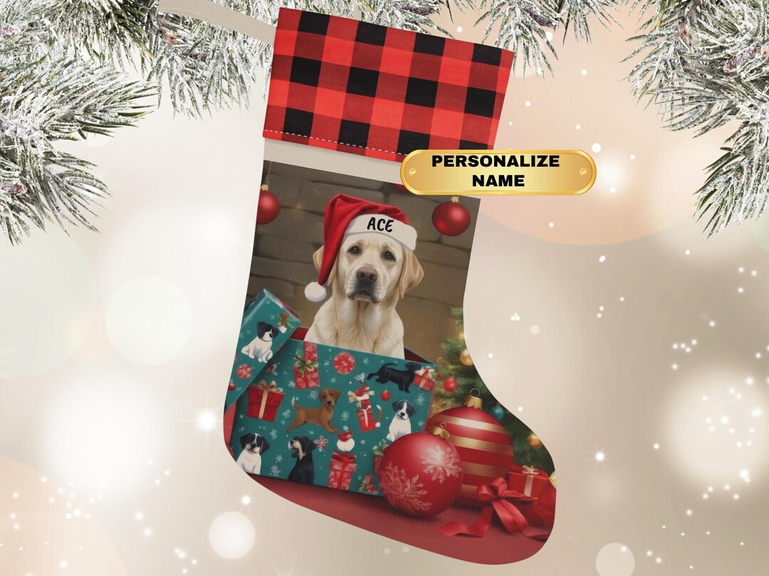 Yellow Lab Christmas Stocking, Personalized Labrador XMAS Stocking ...