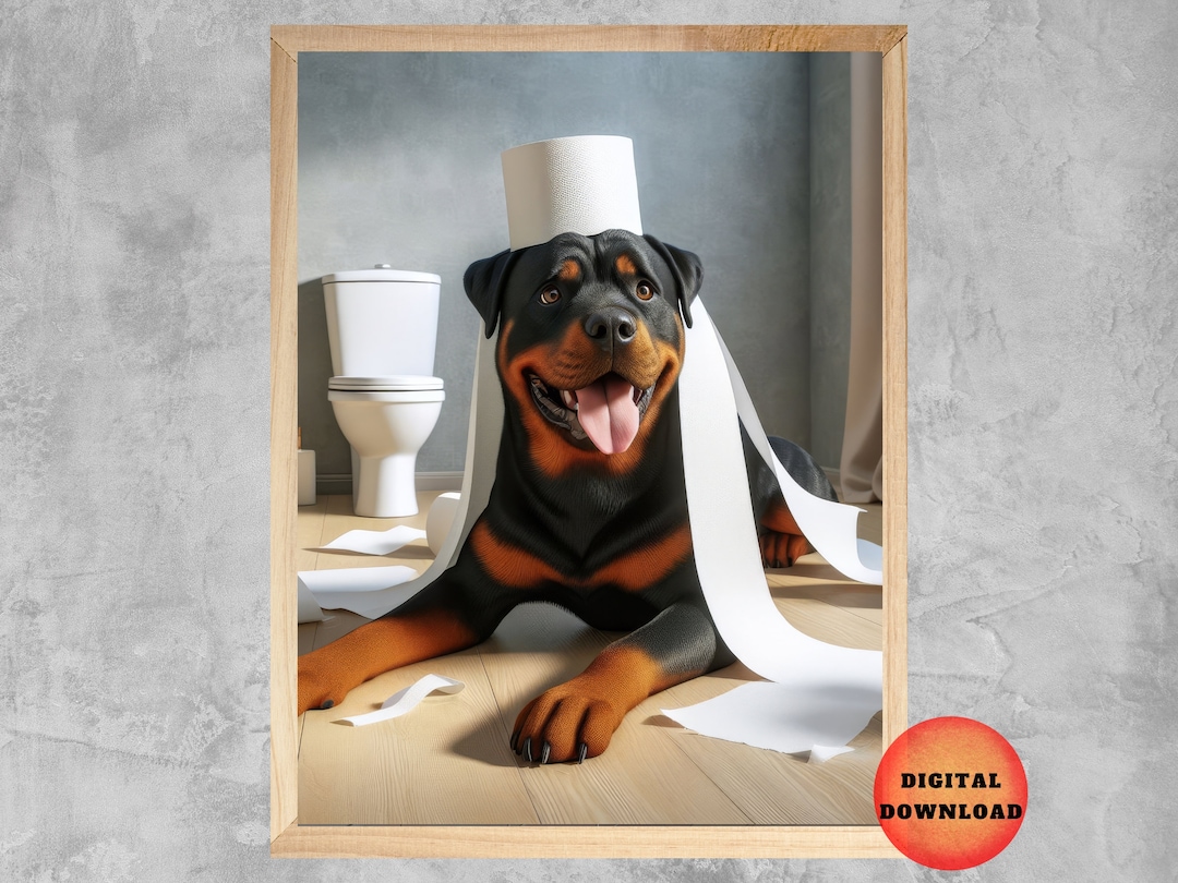 Rottweiler Bathroom Art, Rottweiler Toilet Printable, Funny Bathroom ...