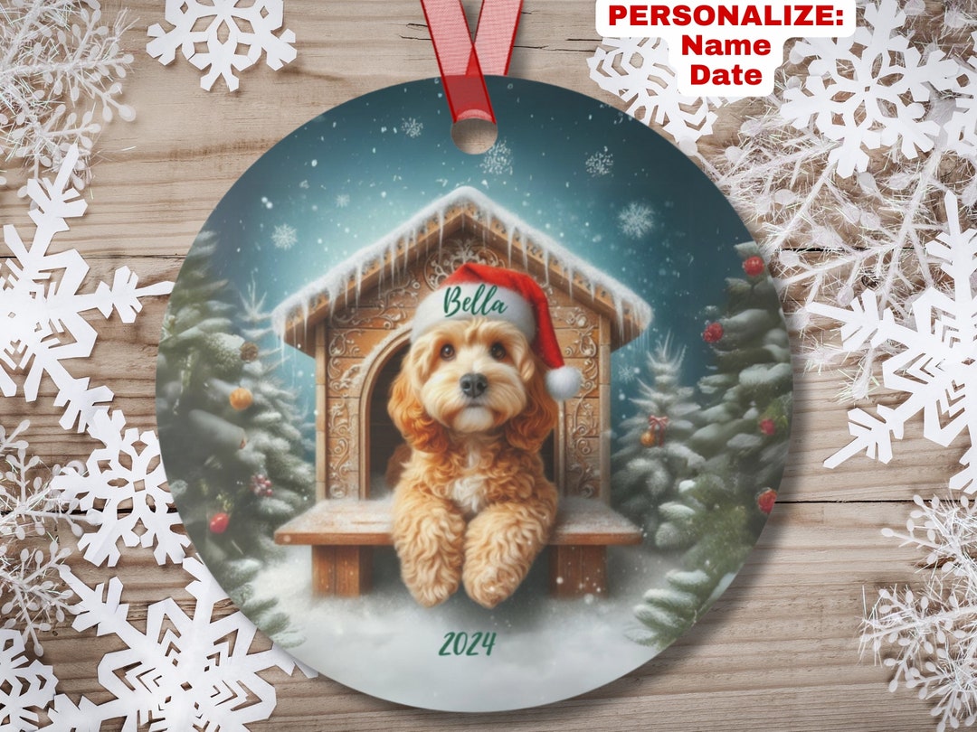 Personalized Cockapoo Custom Name Ornament, Cavapoo Christmas Ornament ...