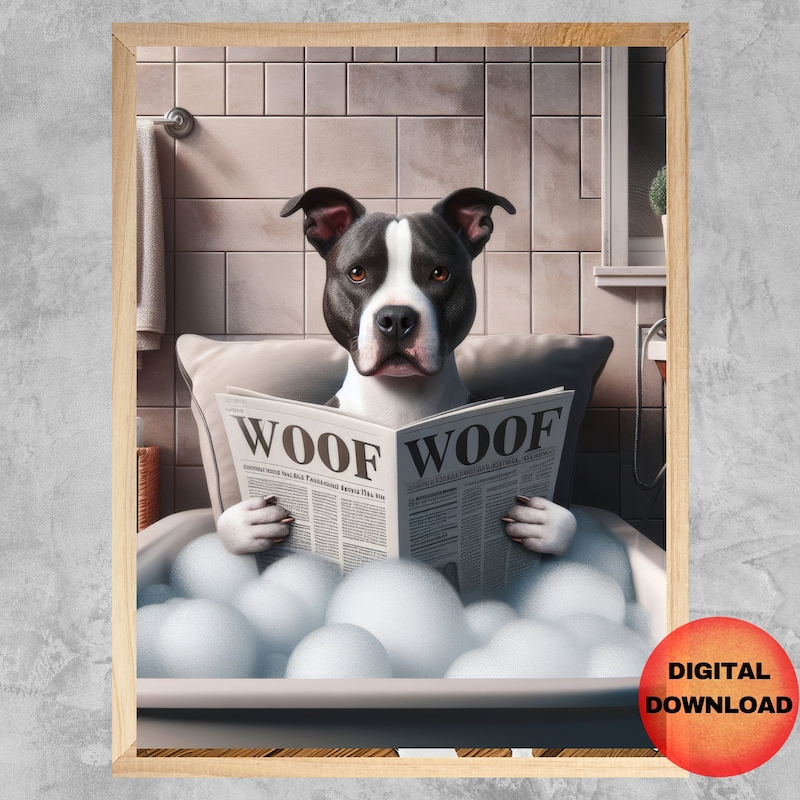 Staffie Bathroom Art - Etsy