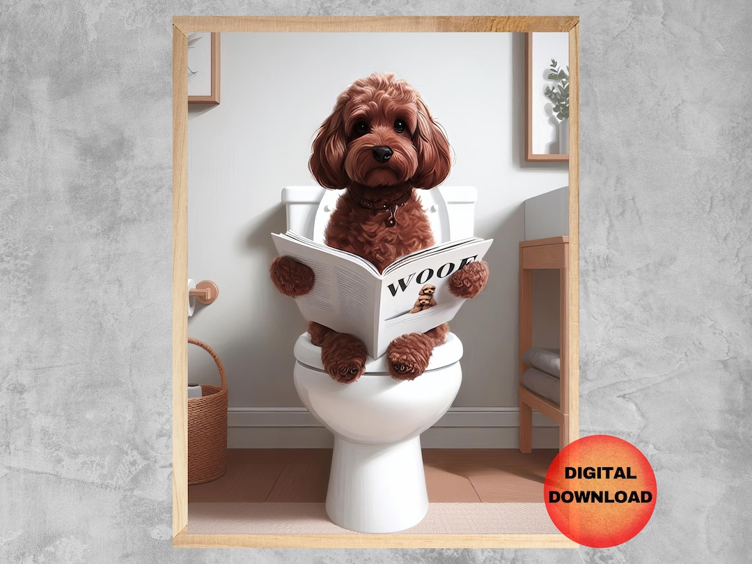Funny Cavapoo Toilet Wall Art, Cavapoo Bathroom Poster, Cockapoo Whimsy ...