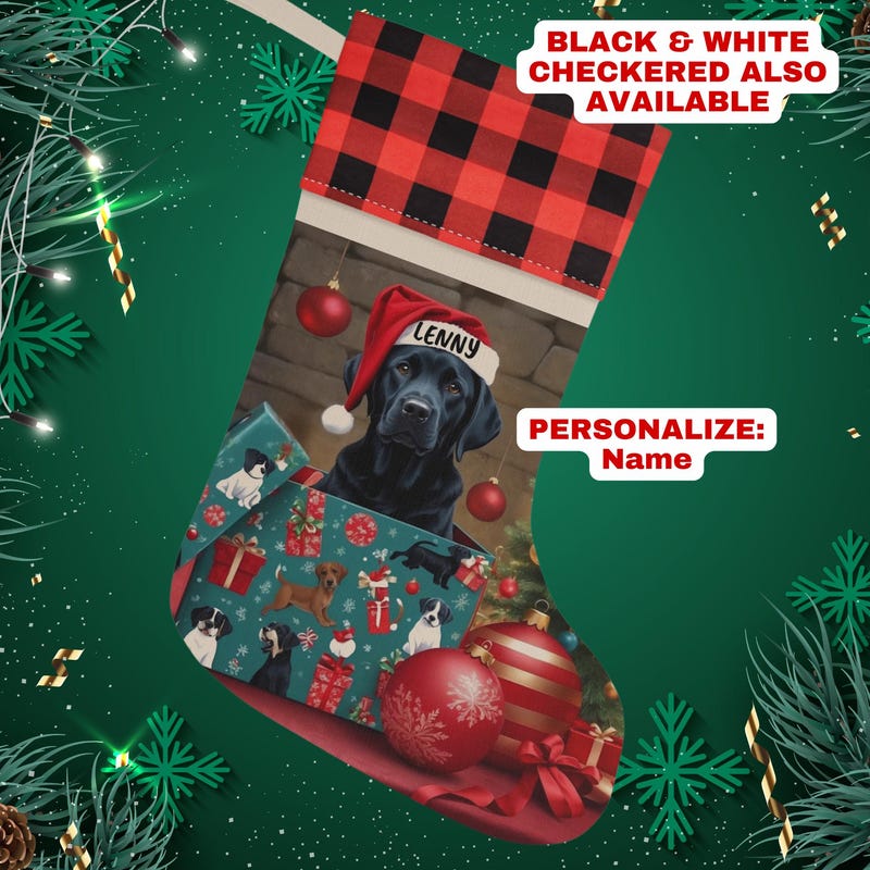 Black Lab Stocking - Etsy