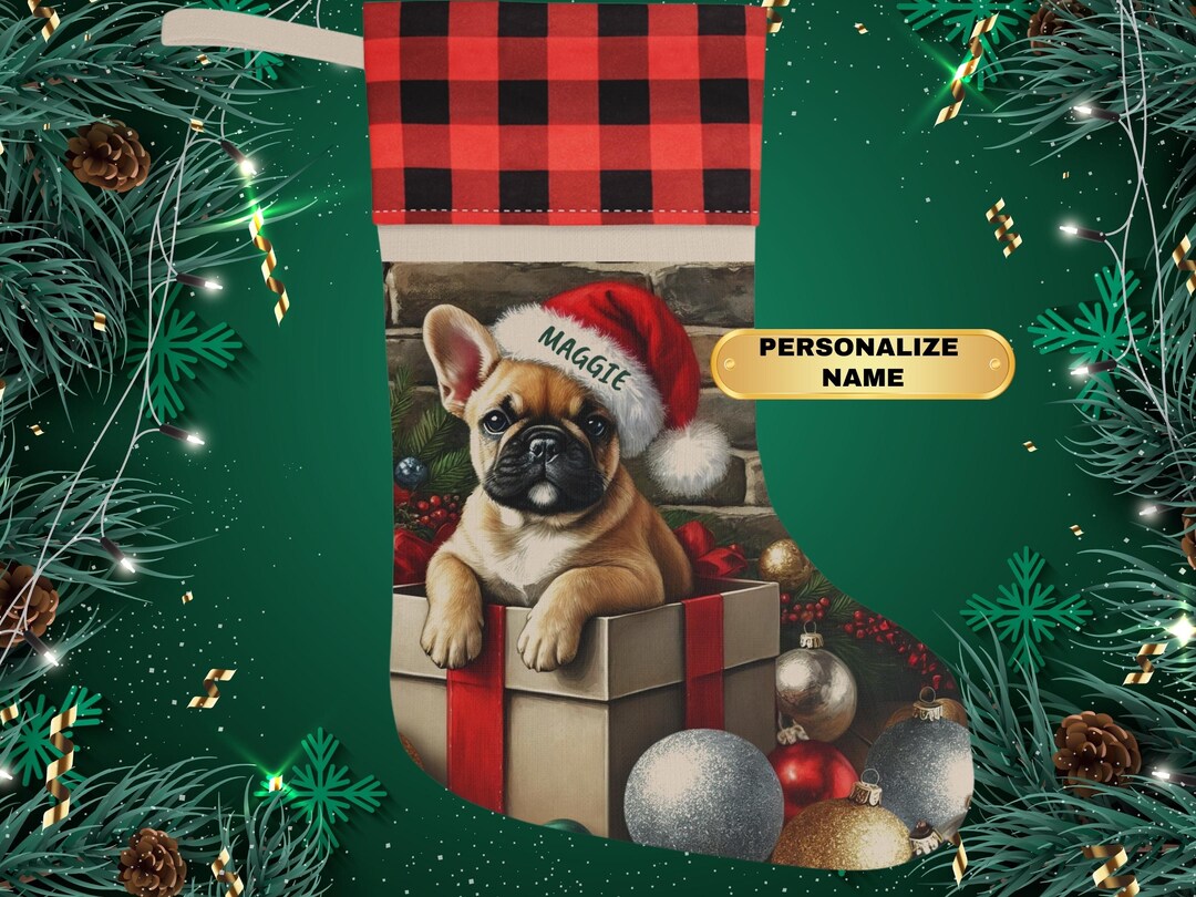 Custom French Bulldog Stocking, Personalized Frenchie Christmas ...