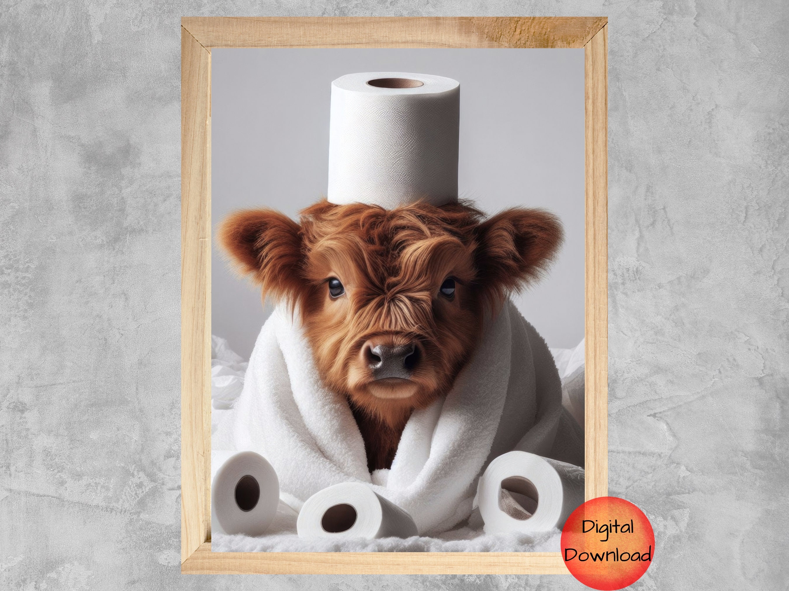 Highland Cow Bathroom Print, Funny Cow Wall Art, Highland Cow Lovers ...