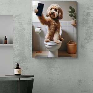 Cockapoo Selfie on Toilet Wall Art, Funny Cockapoo Bathroom Poster ...