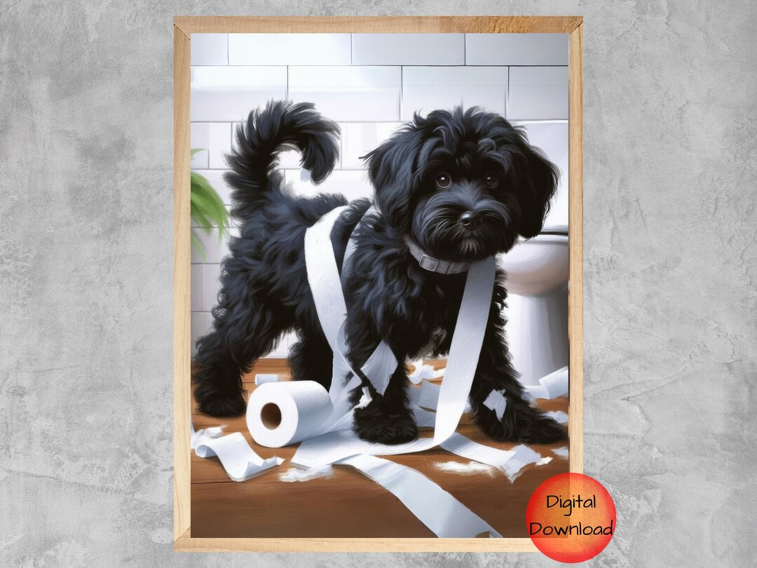 Black Cockapoo Funny Bathroom Wall Art, Cockapoo in Toilet, Cockapoo ...