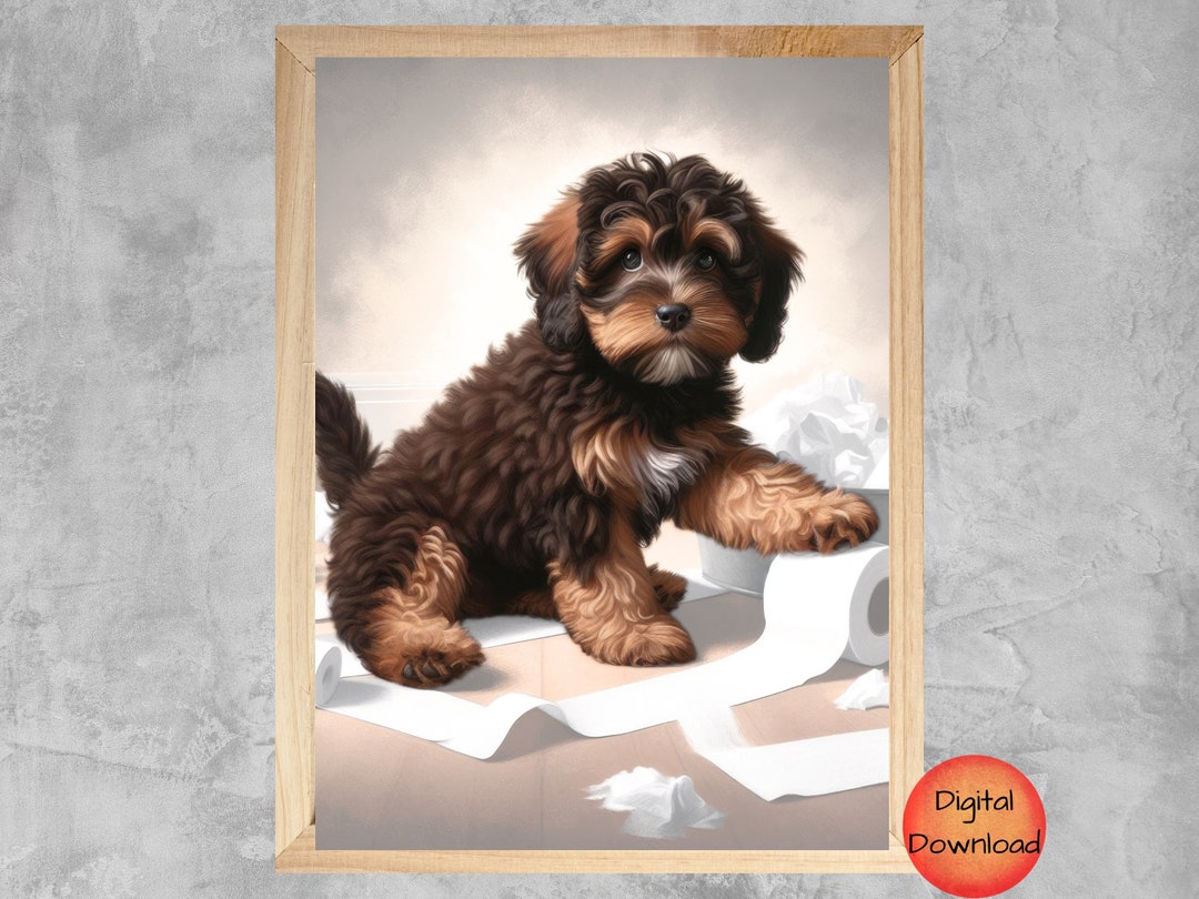 Cockapoo Dog Toilet Art Print, Cavapoo Funny Bathroom Art Dog, Pet ...