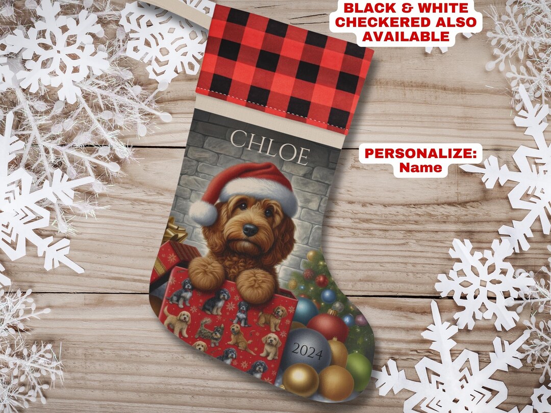 Personalized Cavapoo Dog Stocking, Custom Cockapoo Christmas Stocking ...