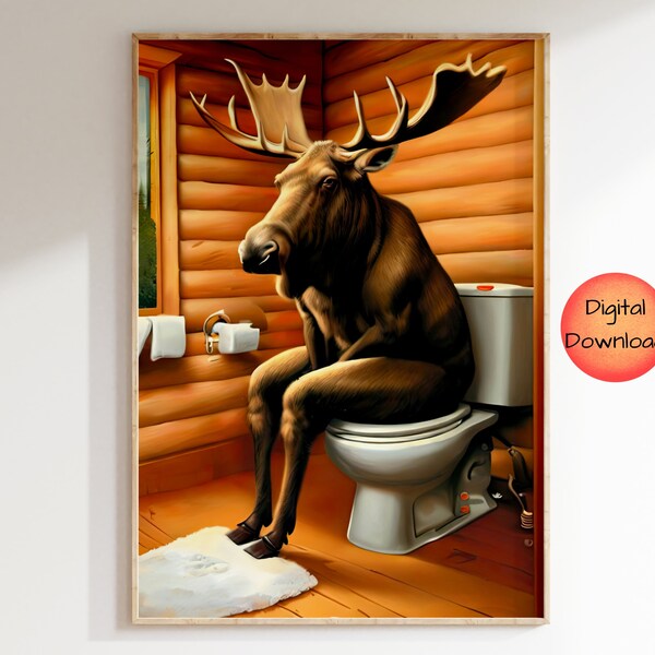Moose Print on Toilet - Etsy