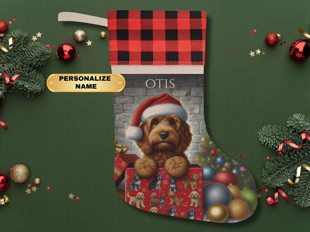 Personalized Cavapoo Christmas Stocking, Custom Cockapoo Dog Decoration ...
