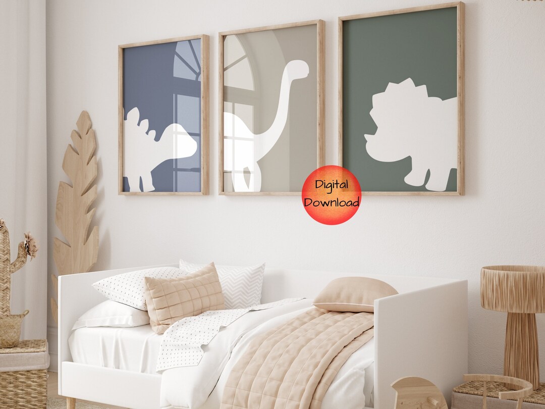 Set of 3 Baby Dinosaur Digital Prints, Boy Dino Nursery Decor ...