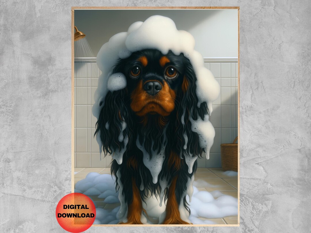 Black and Tan Cavalier King Charles Spaniel Bathroom Wall Art, Funny ...