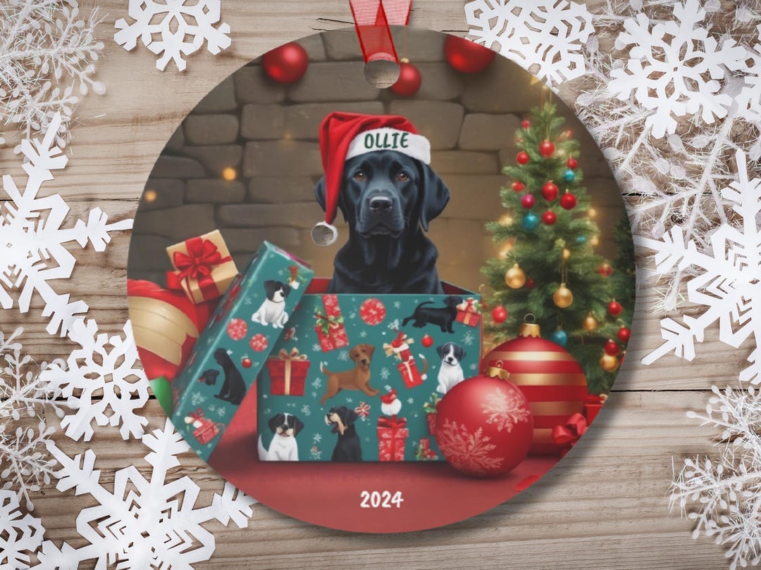 Black Lab Christmas Ornament, Personalized XMAS Name Ornament, Custom ...