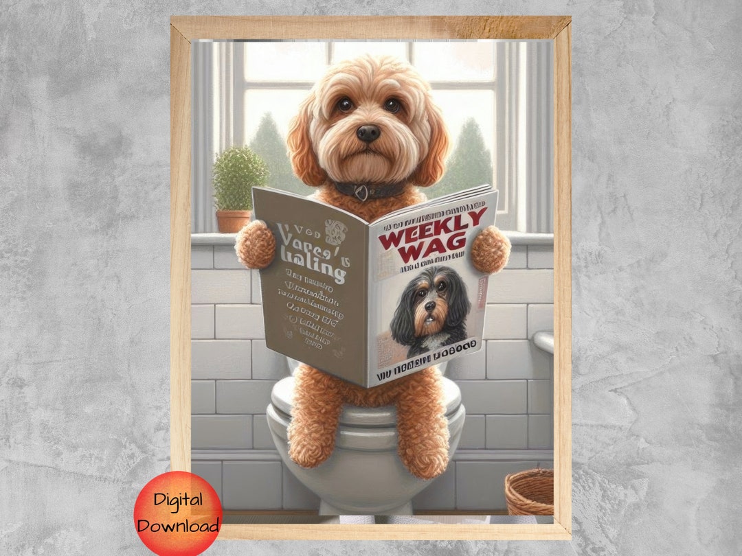 Funny Cockapoo Toilet Poster, Cavapoo Bathroom Wall Art, Cockapoo ...