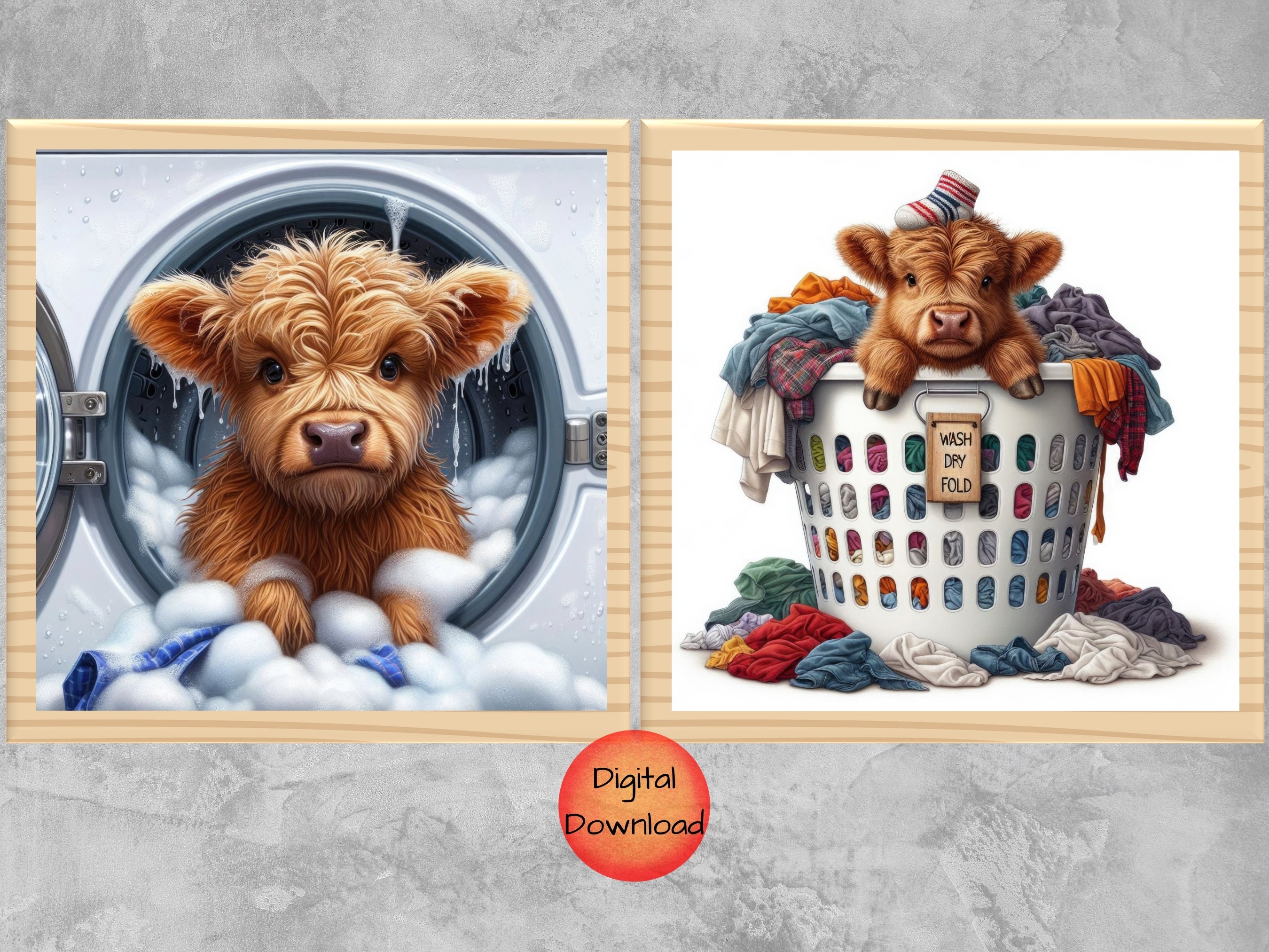 Highland Cow Laundry Room Print, Funny Scottish Cow Washroom Poster ...