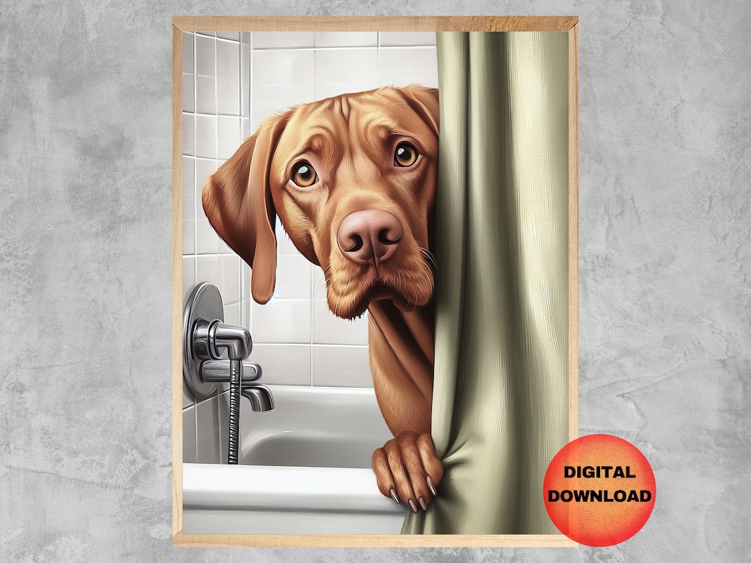 VIZSLA in Bath Wall Art, Funny Vizsla Bathroom Printable, Kids Bath ...