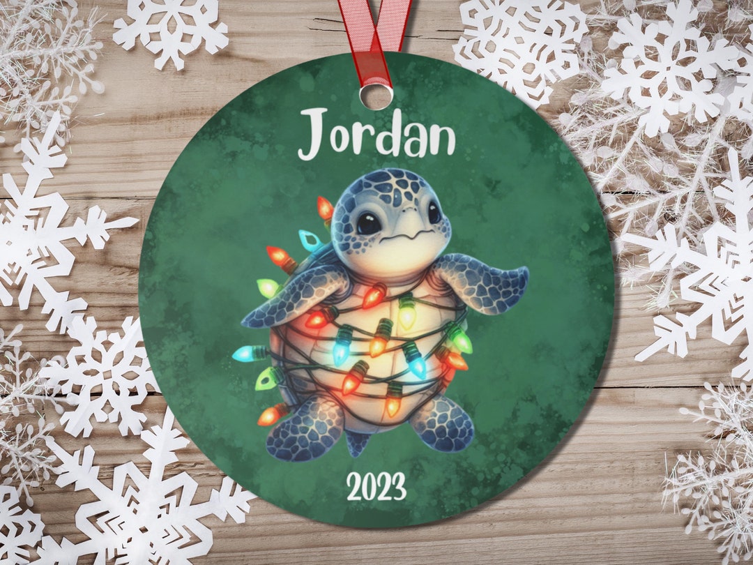Custom SEA TURTLE Christmas Ornament, Personalize Name Aluminum ...