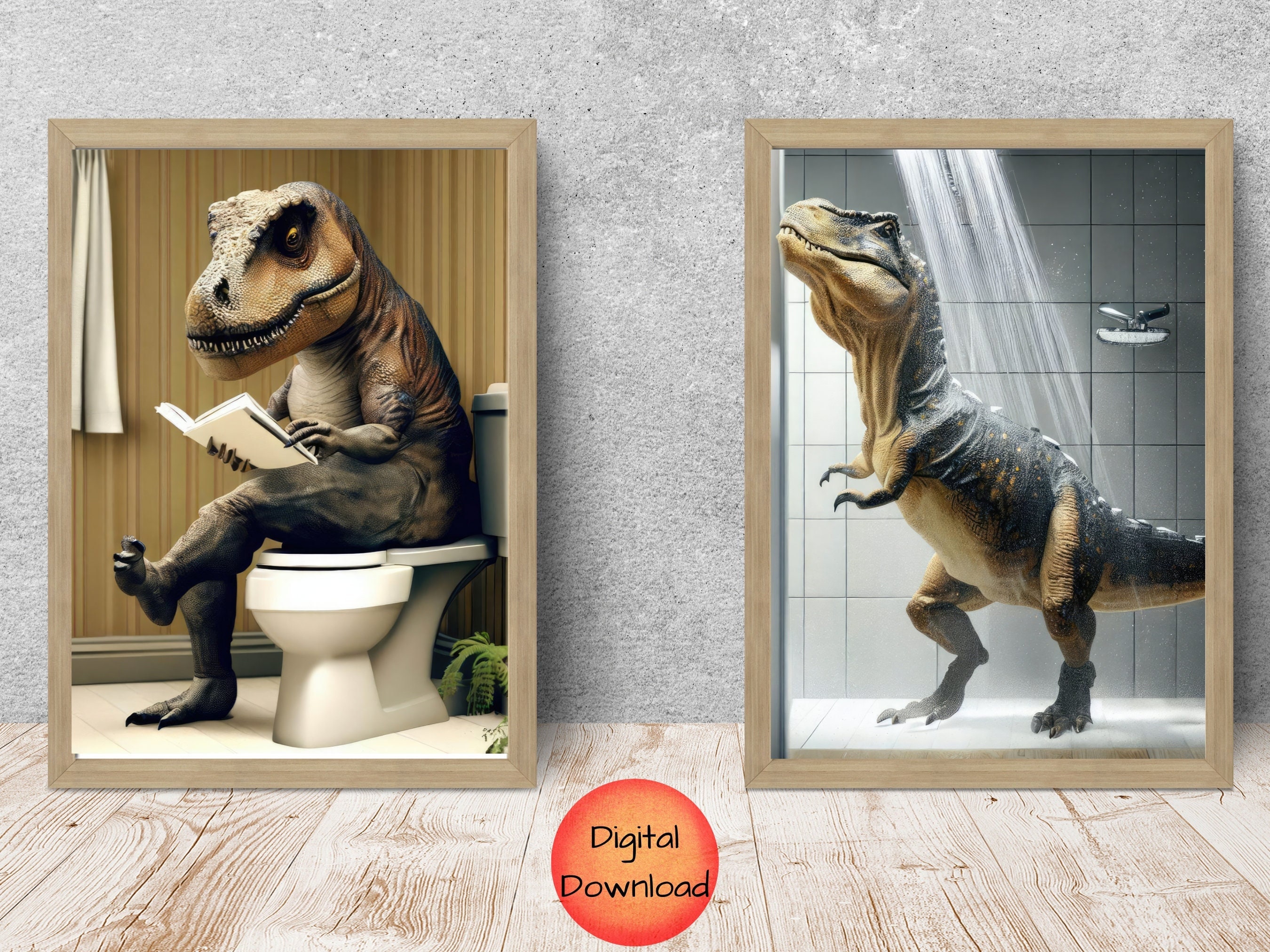T-rex Kids Bathroom Art, DIGITAL DOWNLOAD Dinosaur Prints, T Rex ...