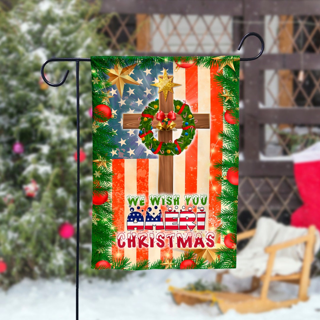 Christian Cross American Flag We Wish You Ameri Christmas - Etsy