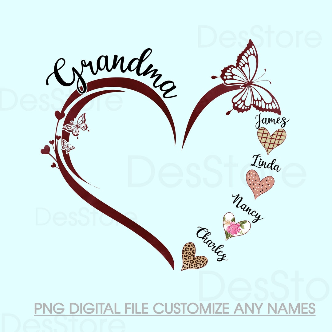 Custom Grandma Heart SVG and PNG for Sublimation, Custom Grandma ...