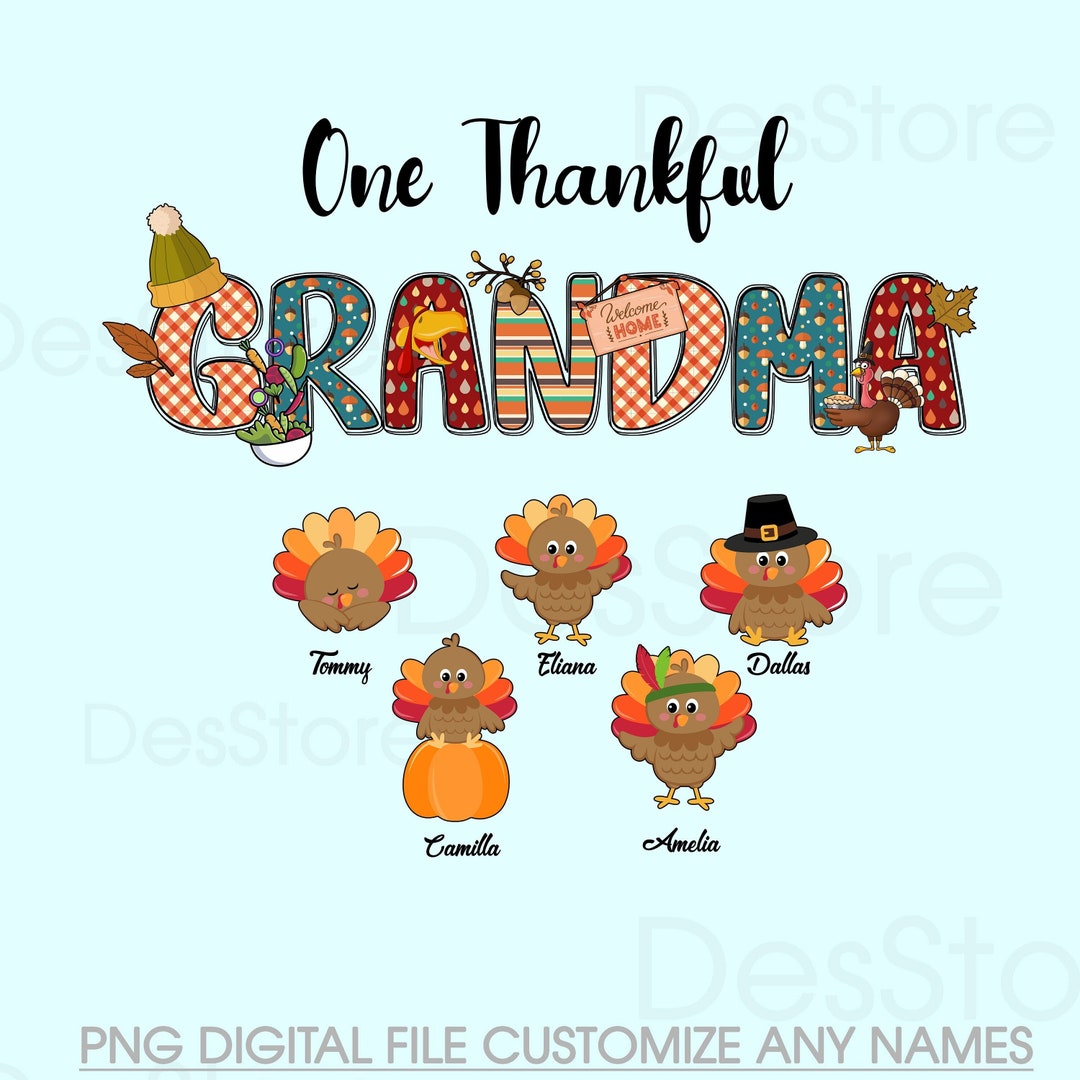 Thanksgiving Grandma SVG and PNG for Sublimation, One Thankful Mimi PNG ...