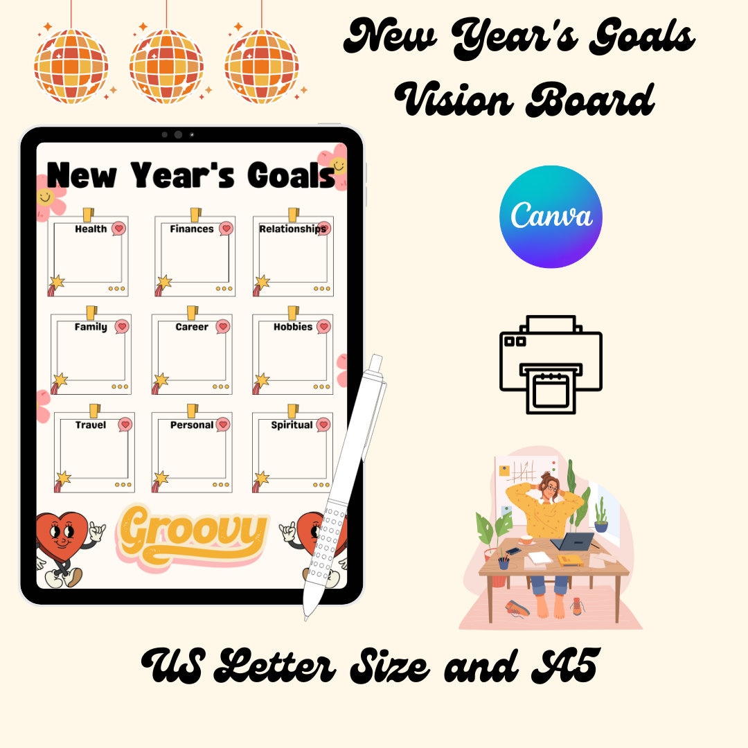2024 Vision Board Printable, Goal Setting Planner, Printable Vision ...