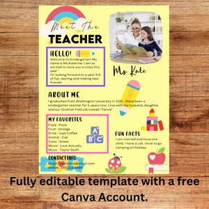 Meet the Teacher Classroom Printable Template, Teacher Introduction ...