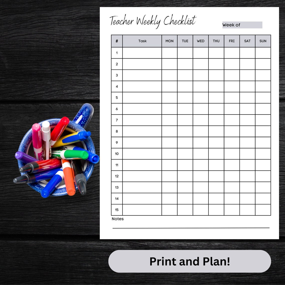 Teacher Weekly Checklist, Teacher Weekly Checklist Printable, Teacher ...