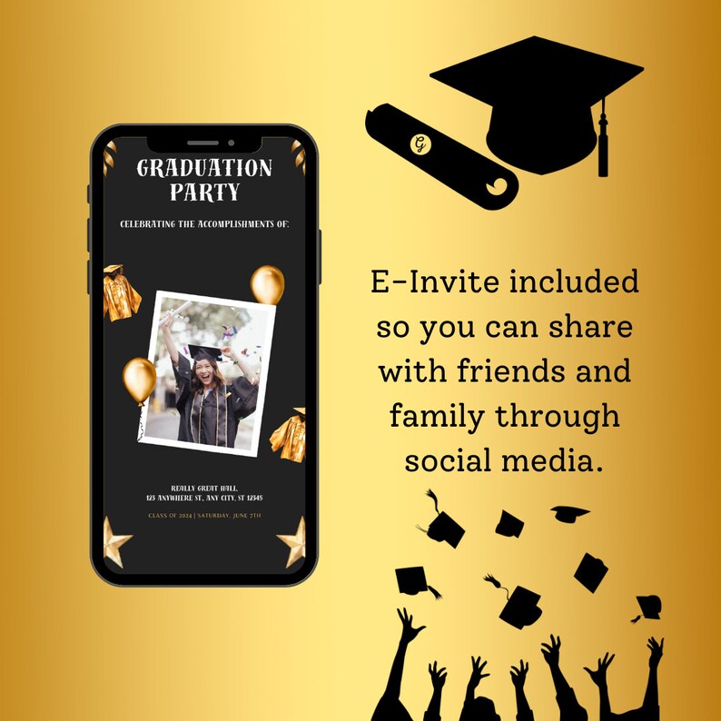 Canva Template, Photo Invite, 2024 Graduate Invitation Card Template ...