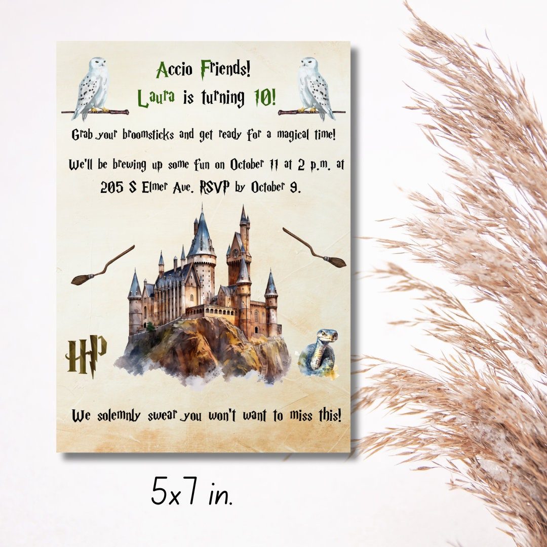 Editable Invitation, Hogwarts Invitation, Birthday Invitation Template ...