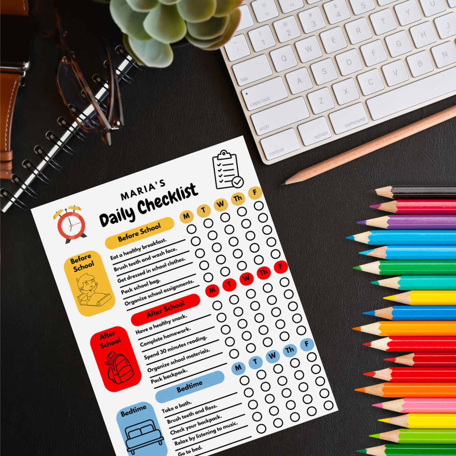 Kids Daily Checklist, Kids Daily Checklist Editable, Kids Daily Chore ...