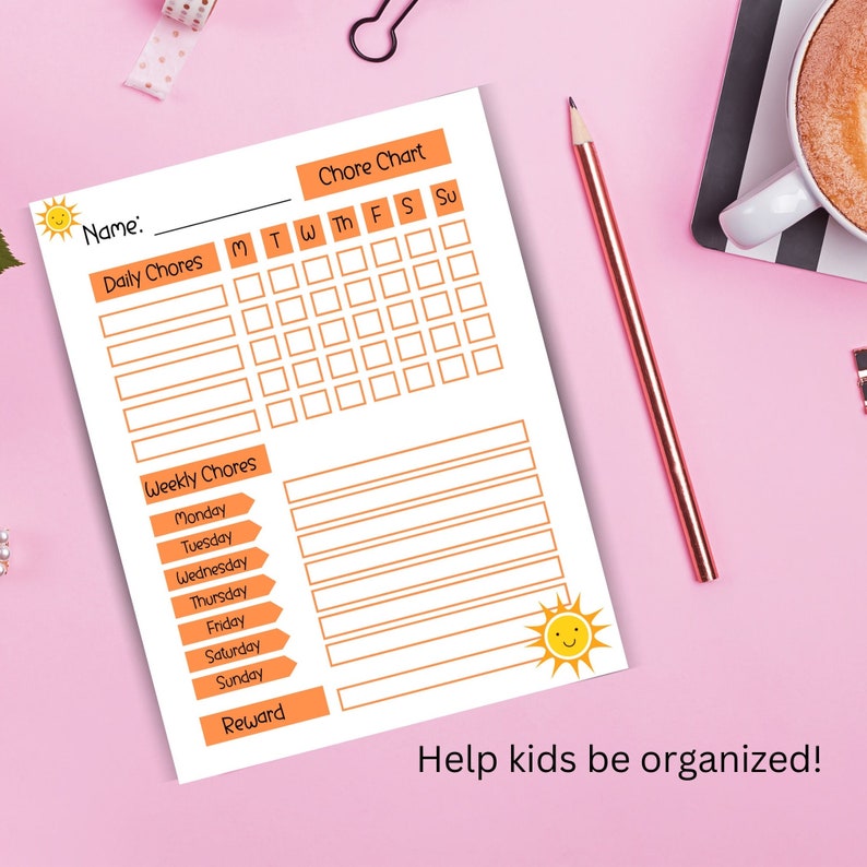 Chore Chart for Kids, Kids Chores, Kids Chore Chart, Responsibility ...