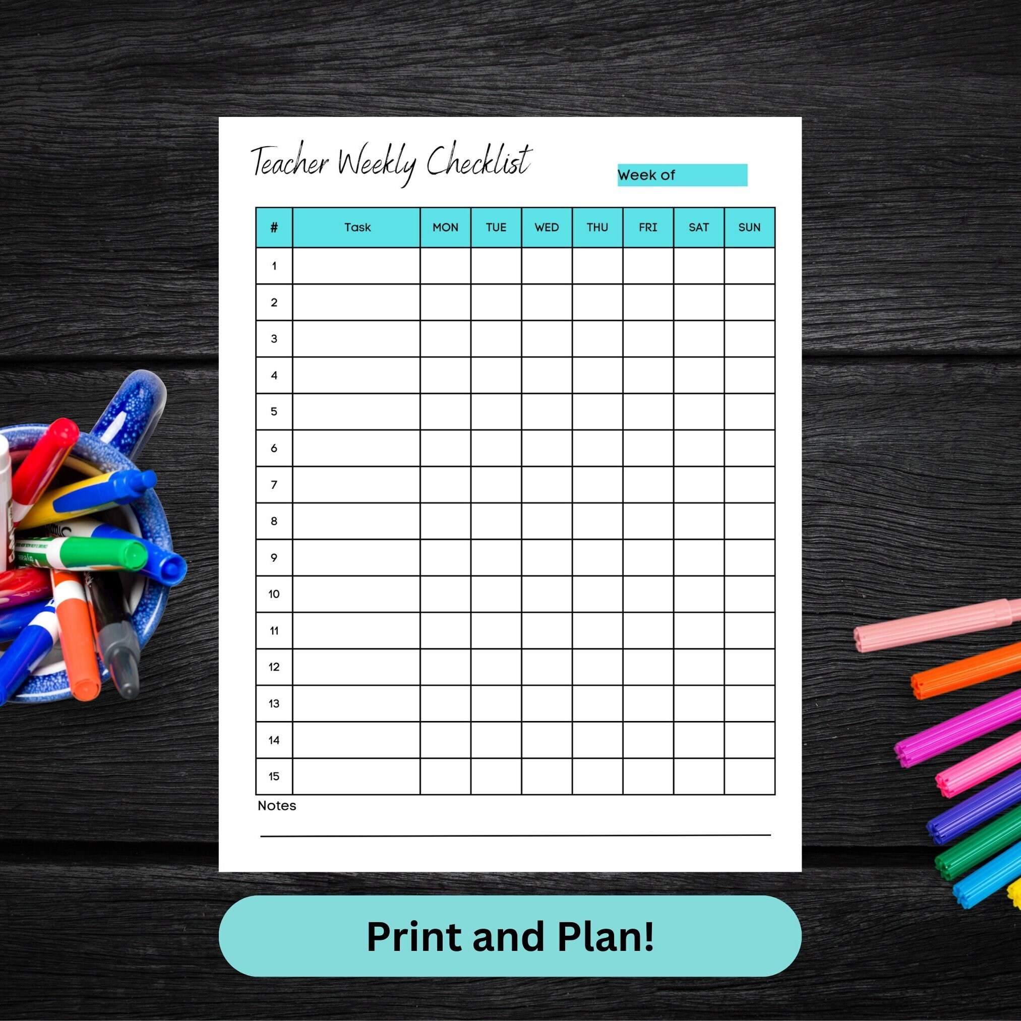 Teacher Checklist, Teacher Weekly Planner, Teacher Weekly Planner ...