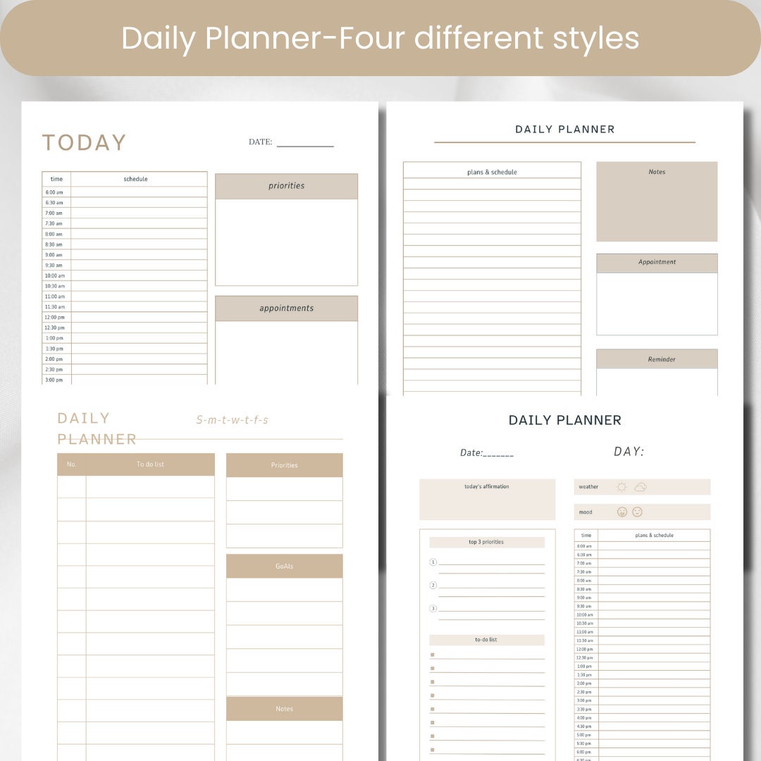 Daily Planner for 2024 Online Printable, Digital Planner Undated, Daily ...