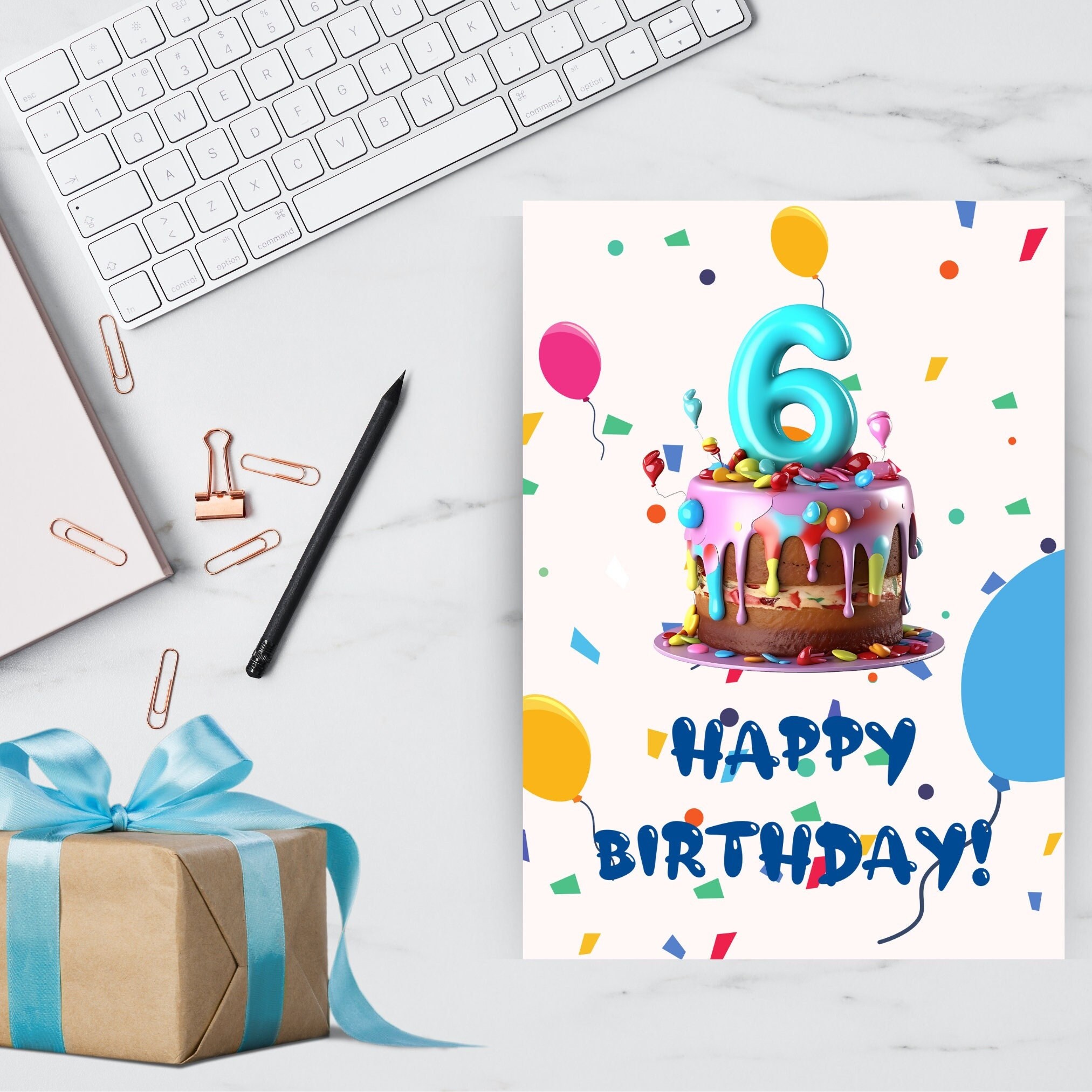6th Birthday Card, Editable Birthday Card, Birthday Card Printable, 6 ...