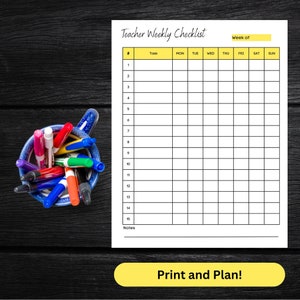 Teacher Weekly Checklist, Teacher Weekly Planner, Teacher Weekly ...