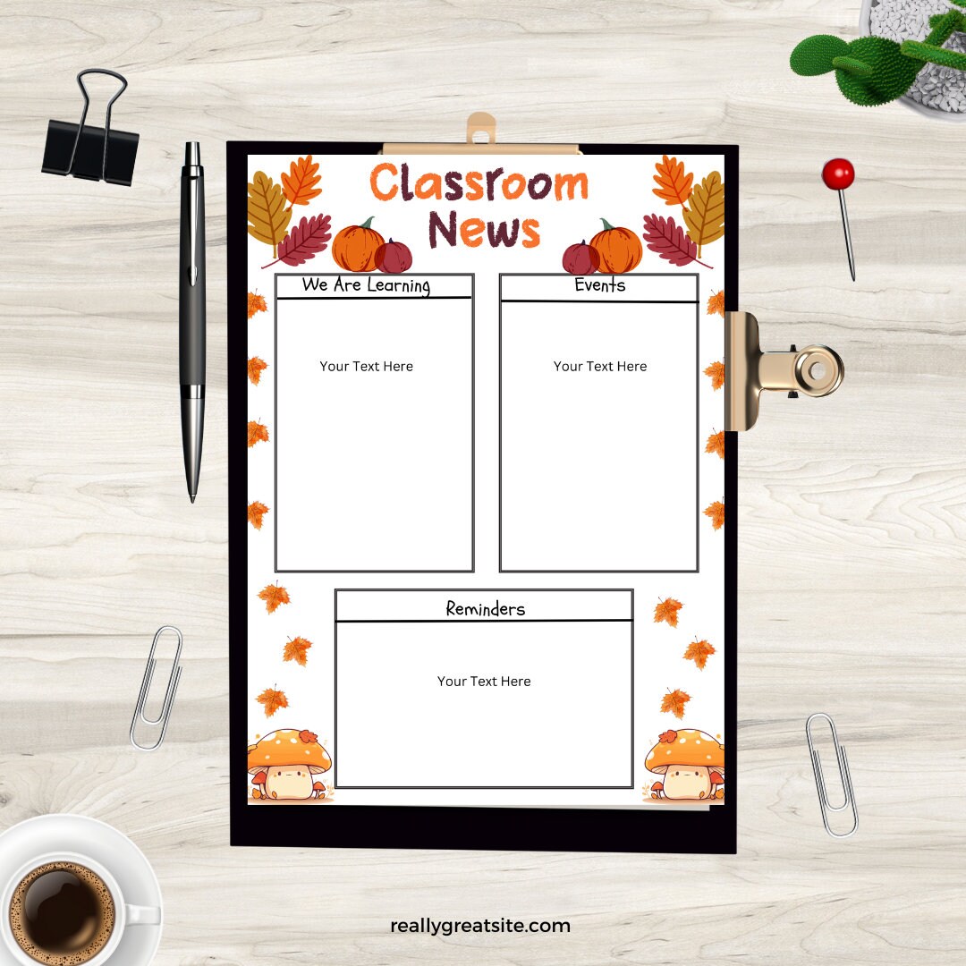 Fall Teacher Newsletter Template, Editable Classroom News (canva) - Etsy