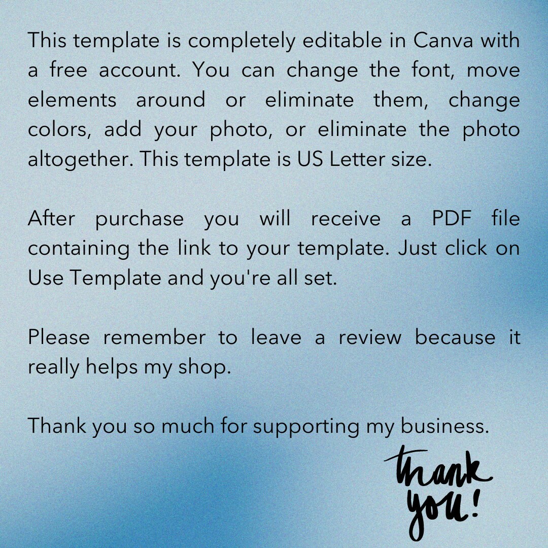 Professional Resume Template, Cover Letter, References (canva Editable ...
