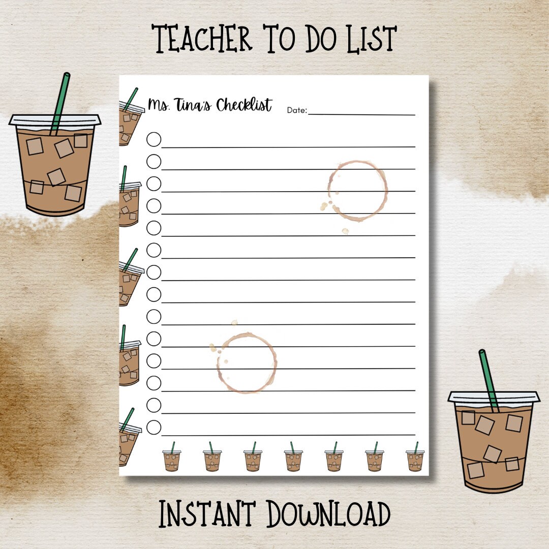 Teacher To-do List, Teacher Checklist, Daily Planner, Daily To-do List ...