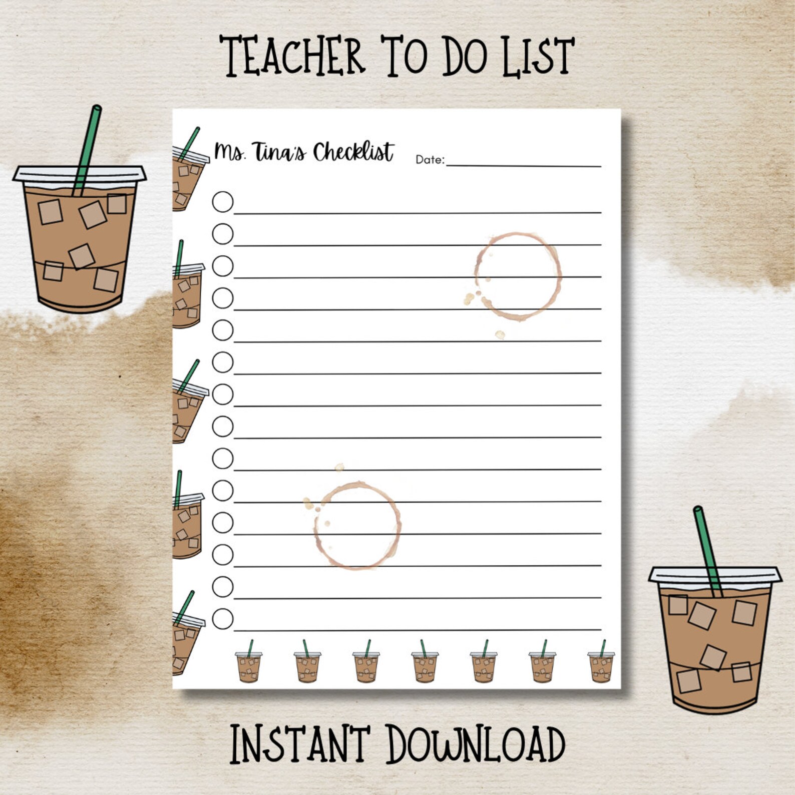 Teacher To-do List, Teacher Checklist, Daily Planner, Daily To-do List ...